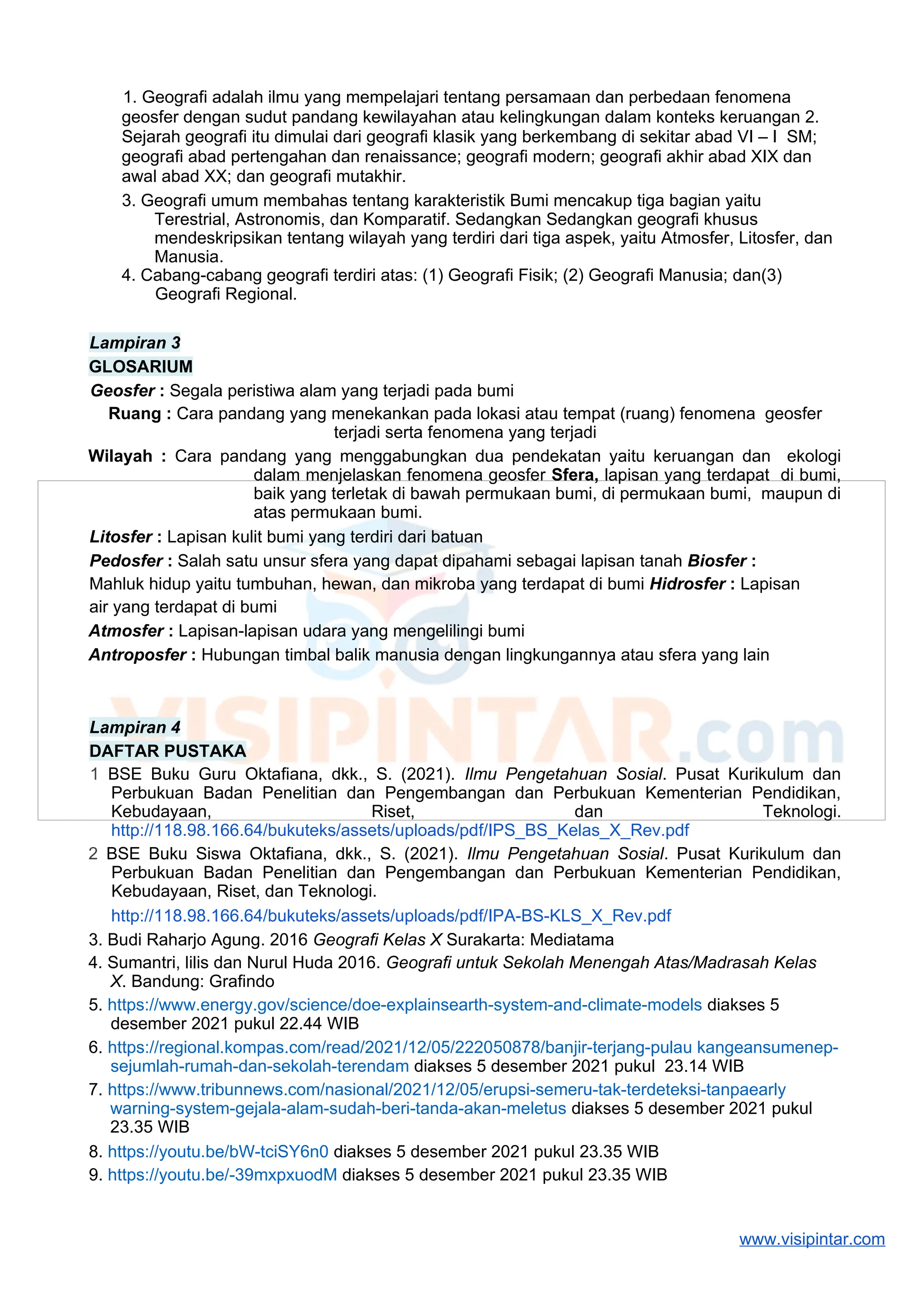 Modul Ajar Geografi SMA Kelas 10 Kurikulum Merdeka | DOCX