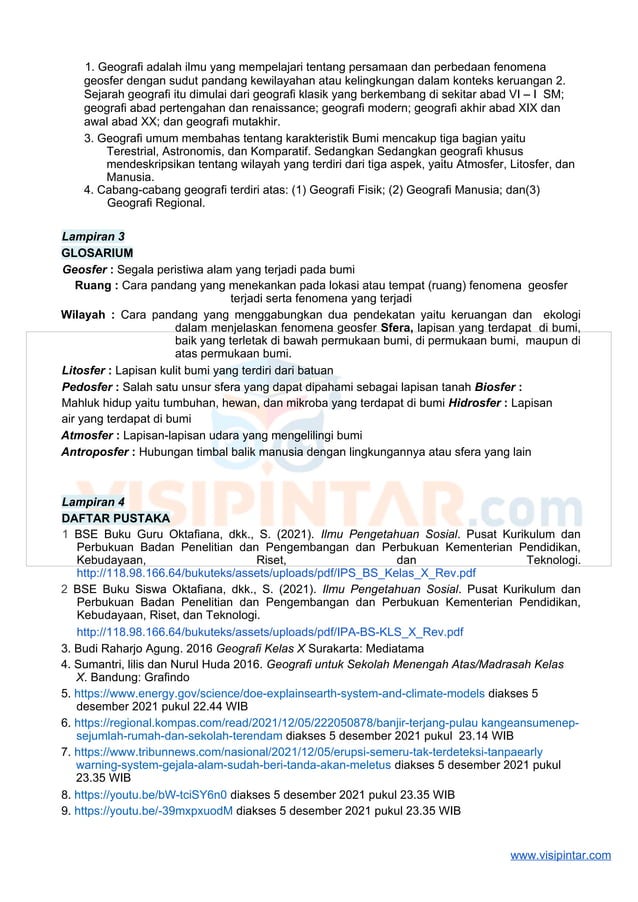 Modul Ajar Geografi SMA Kelas 10 Kurikulum Merdeka | DOCX