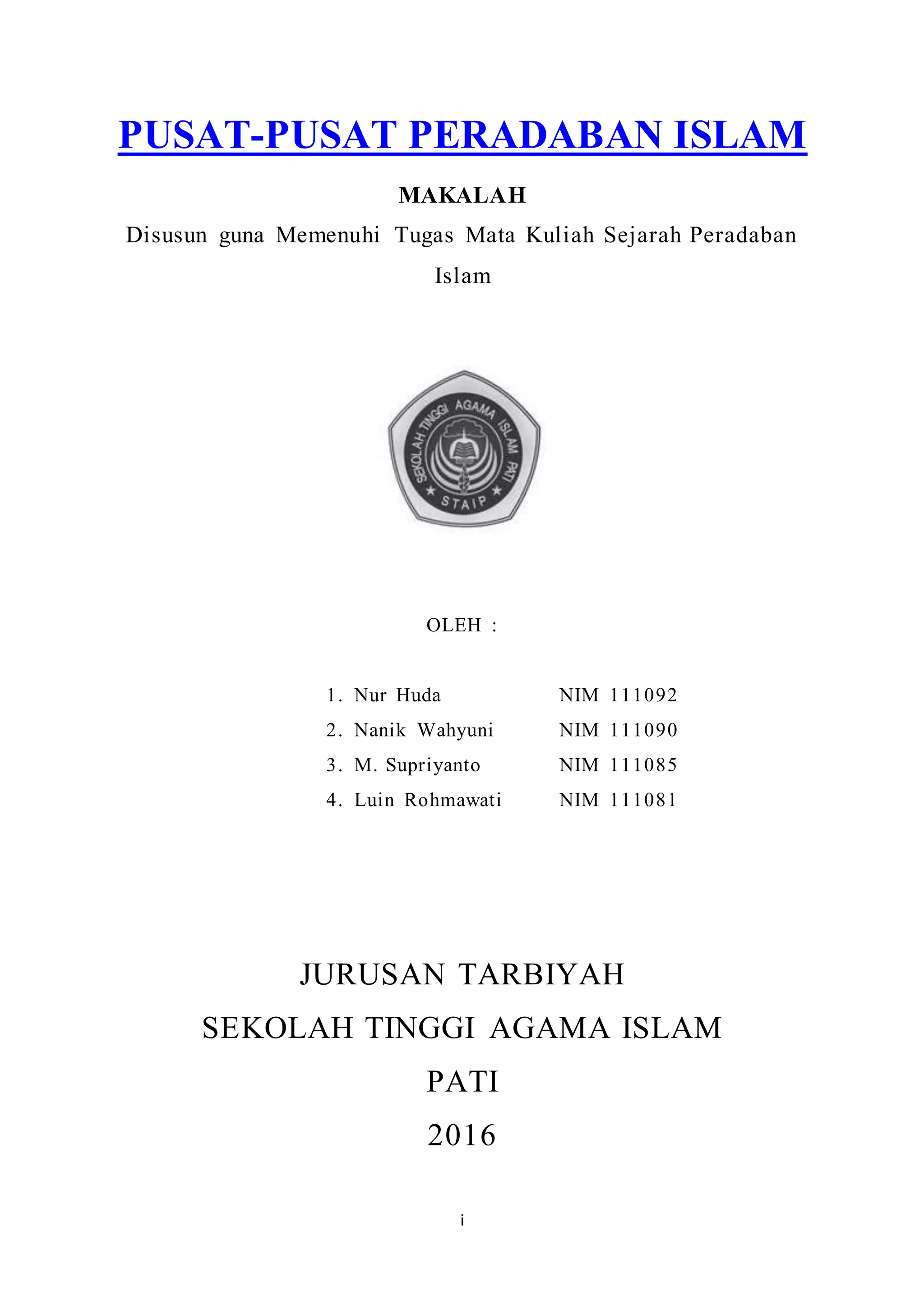 Contoh makalah agama tentang peradaban islam | DOCX