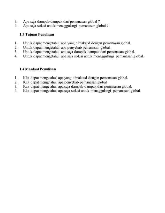 Contoh makalah pemanasan globa1 | PDF