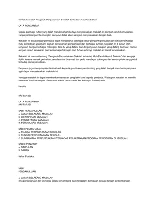 Contoh makalah pengaruh perpustakaan sekolah terhadap mutu pendidikan | DOC