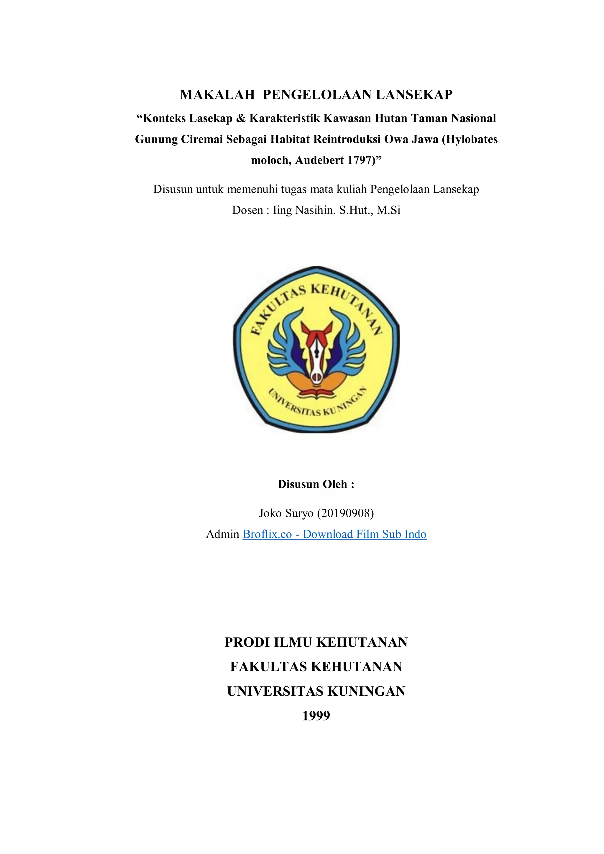 Contoh makalah pengelolaan lansekap | PDF