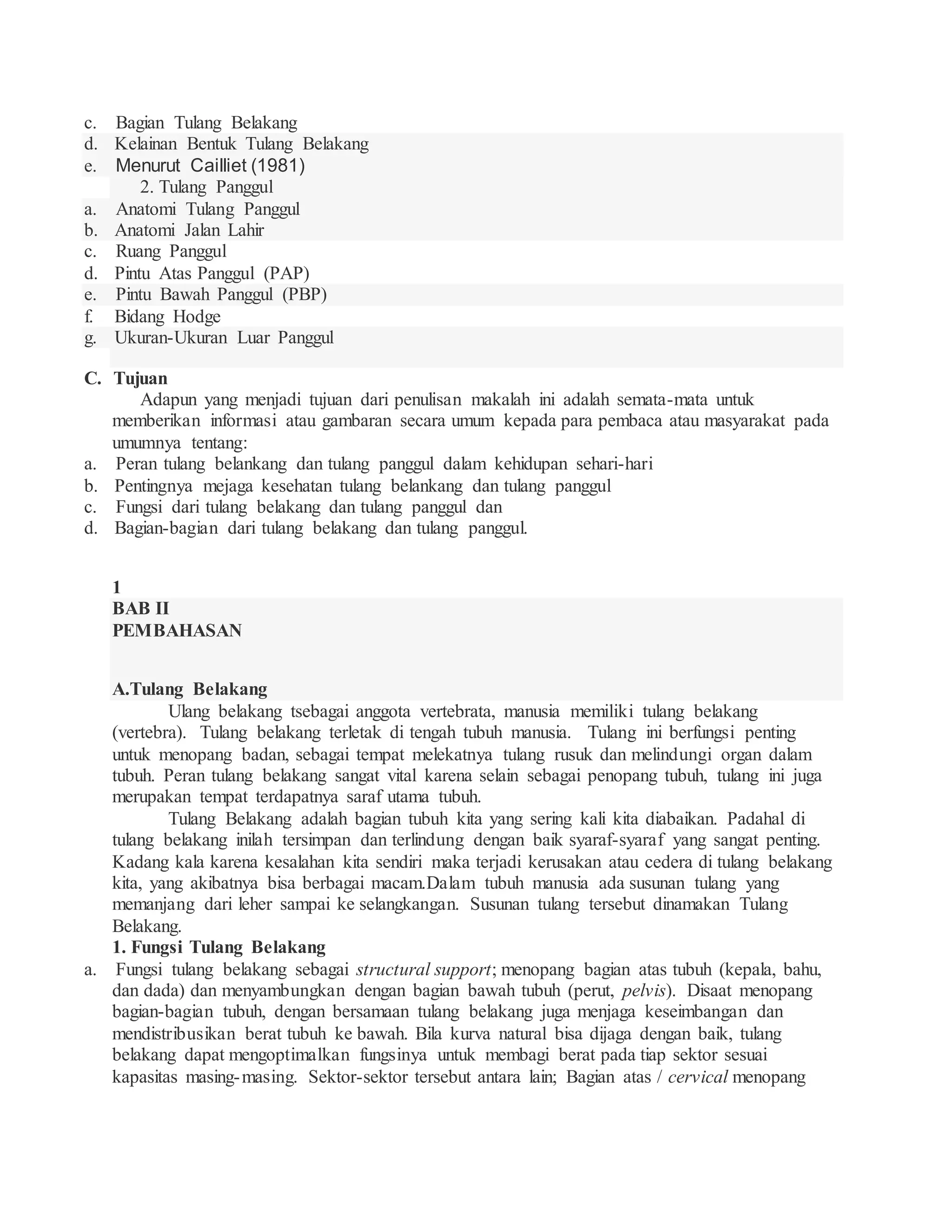 Contoh makalah tulang belakang | DOCX