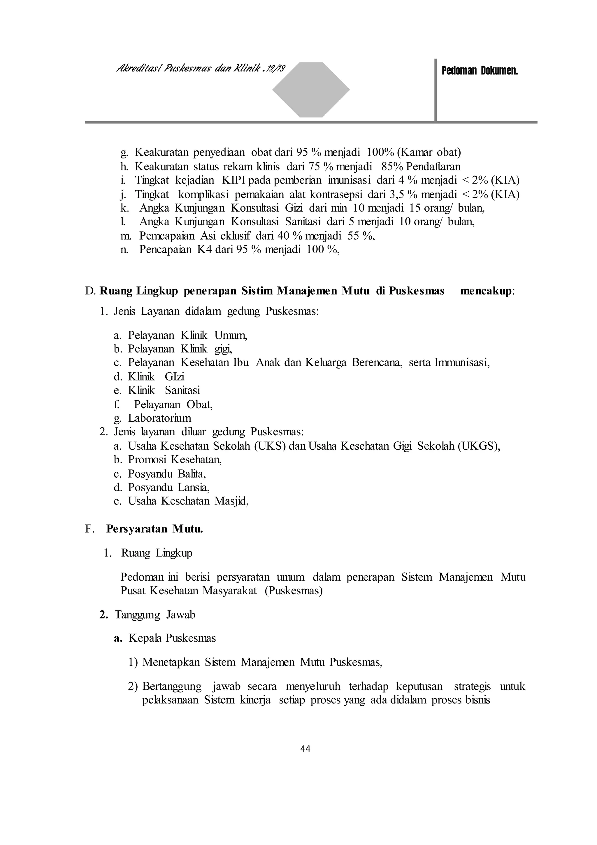 Contoh manual mutu puskesmas | DOCX