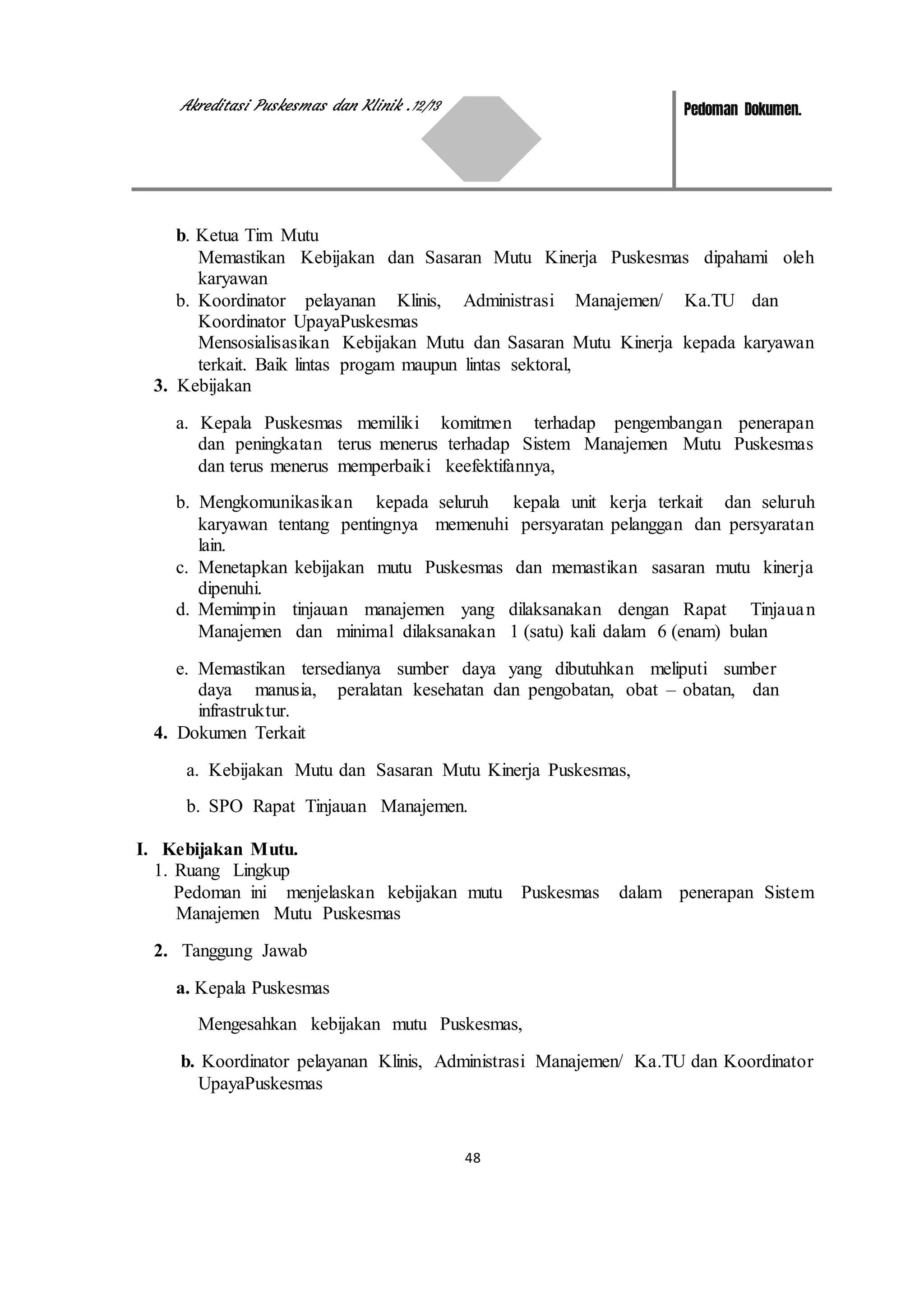 Contoh manual mutu puskesmas | DOCX