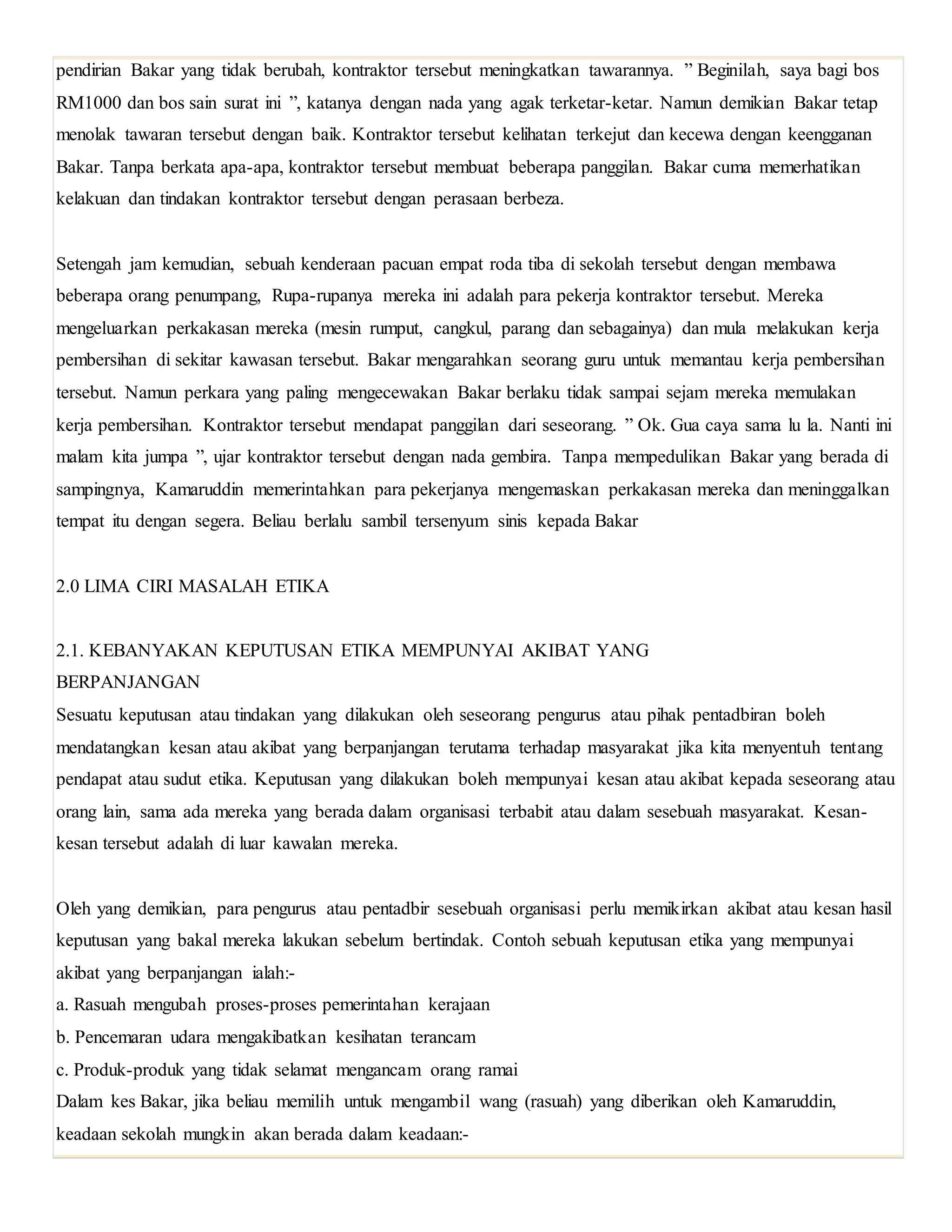 Contoh masalah etika dalam pengurusan dengan ciri masalah etika | PDF Contoh masalah etika dalam pengurusan dengan ciri masalah etika | PDF