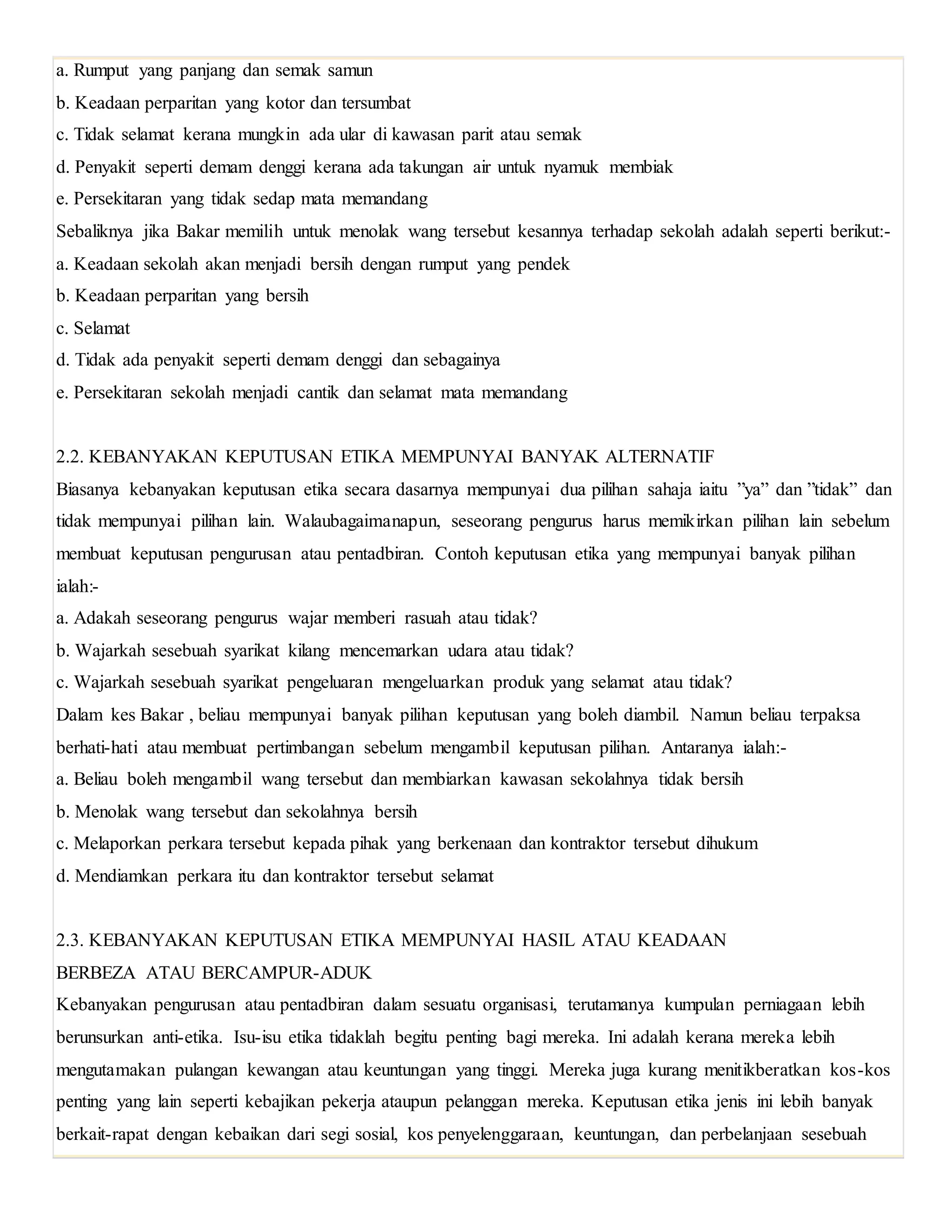 Contoh masalah etika dalam pengurusan dengan ciri masalah etika | PDF Contoh masalah etika dalam pengurusan dengan ciri masalah etika | PDF