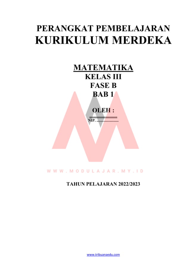 Modul Ajar Matematika Kelas 3 Kurikulum Merdeka | PDF