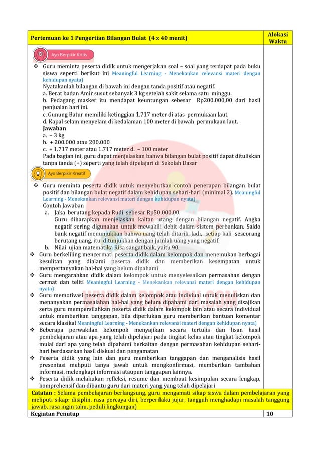 Modul Ajar Matematika Kelas 7 Deep Learning | PDF