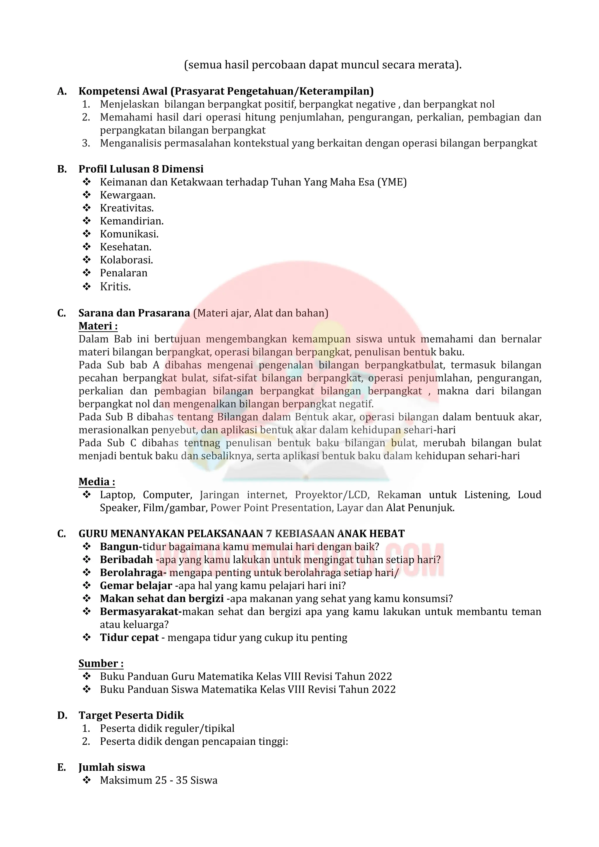 Modul Ajar Matematika Kelas 8 Deep Learning | PDF