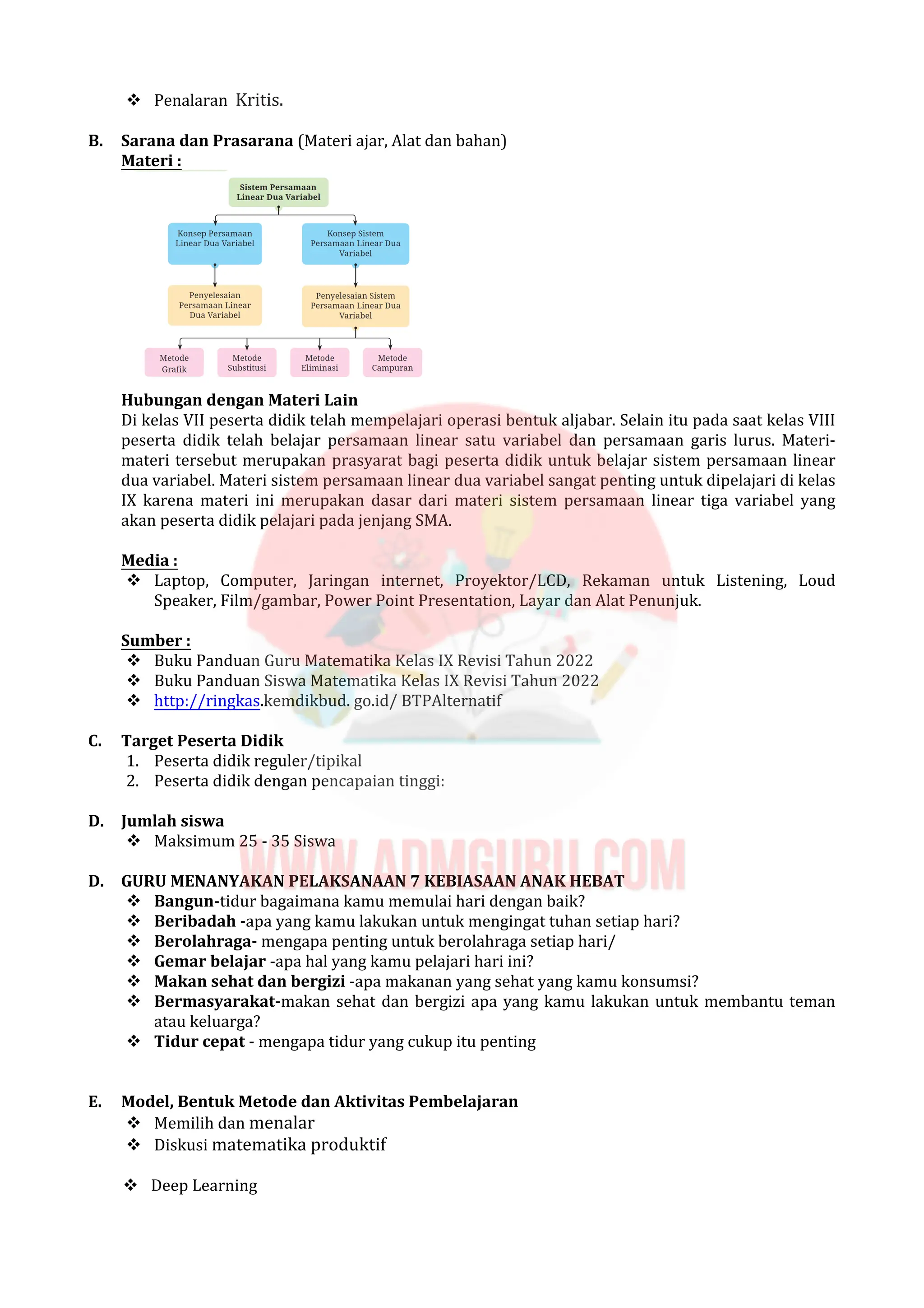 Modul Ajar Matematika Kelas 9 Deep Learning | PDF