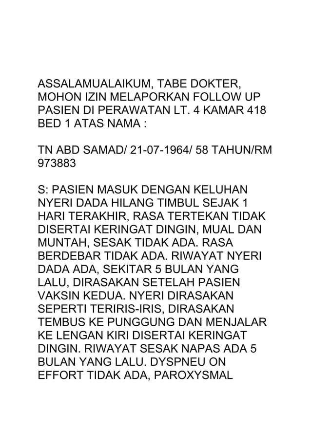 CONTOH MENGISI RESUME MEDIS PULANG.docx | Heart and Cardiovascular ...