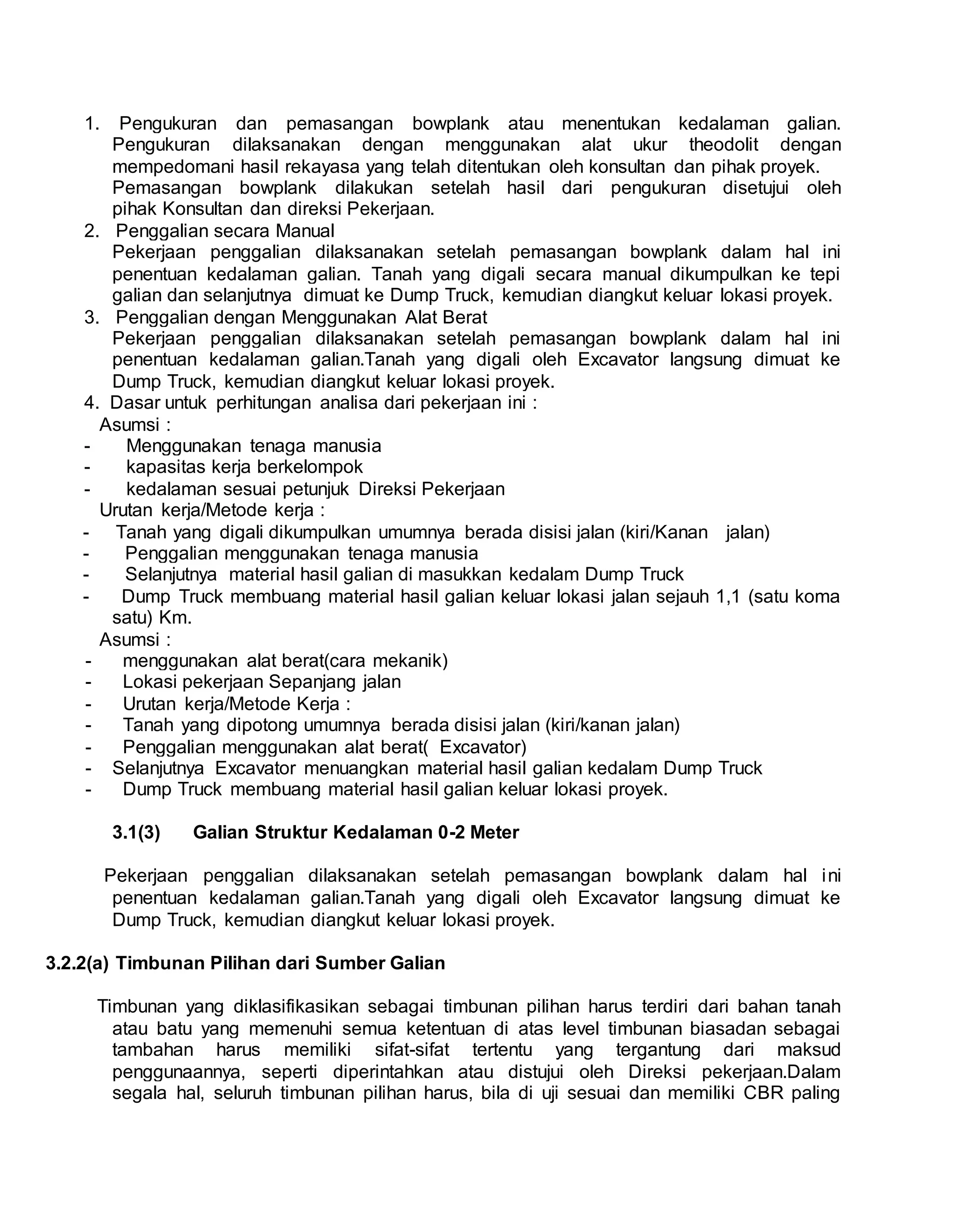 Contoh metode pelaksanaan pekerjaan jalan raya | DOCX