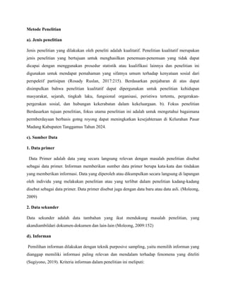 contoh metodologi penelitian dari skripsi | DOCX