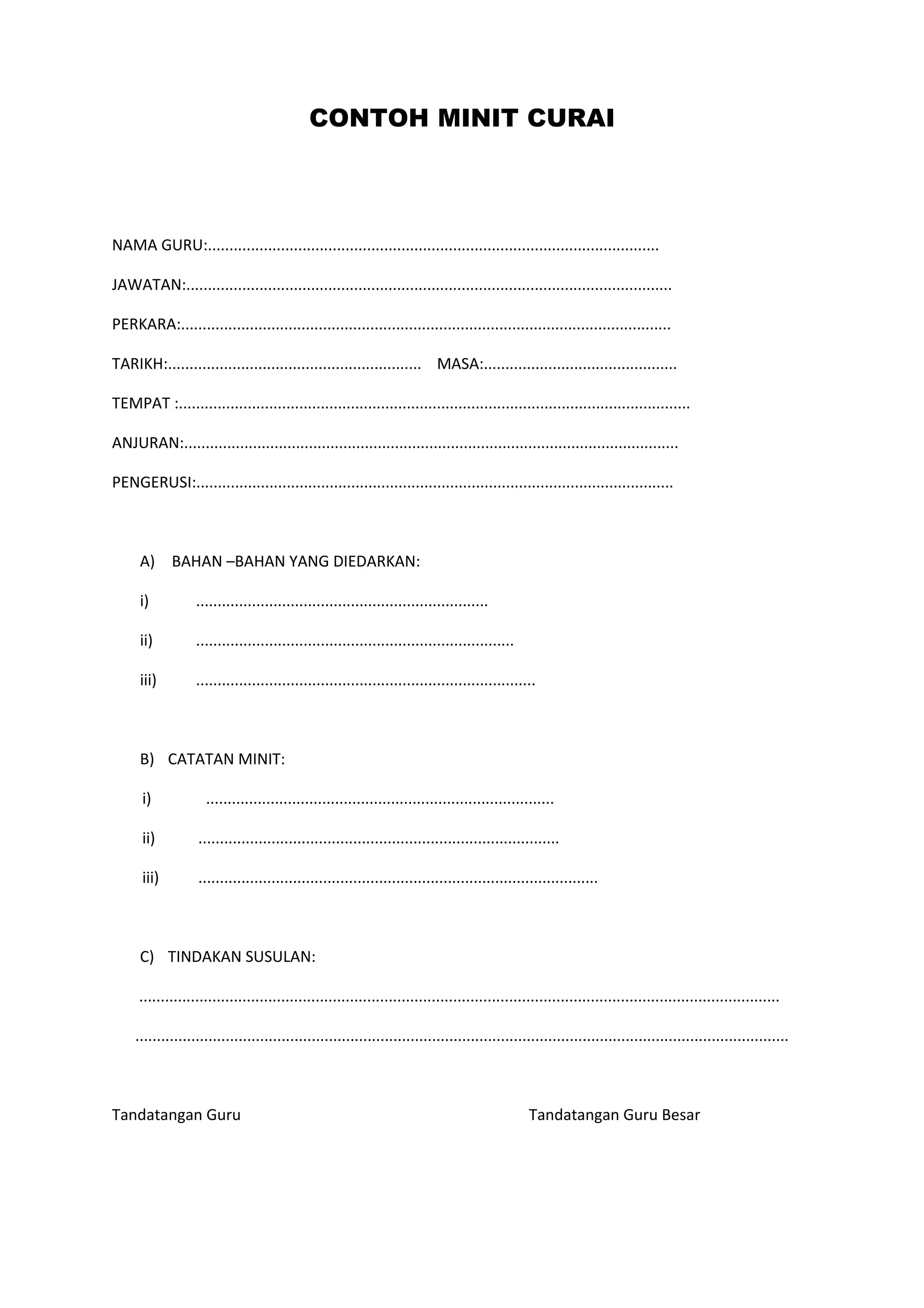 Contoh minit curai | PDF