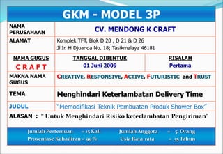 Model GKM 3P Gugus Kendali Mutu - sebuah contoh | PPT