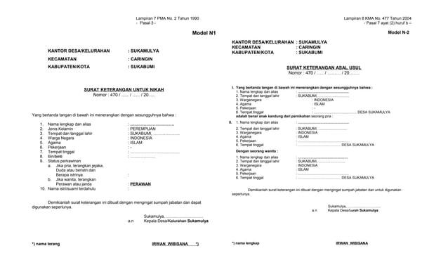 Contoh model n1 dan n2 | DOC