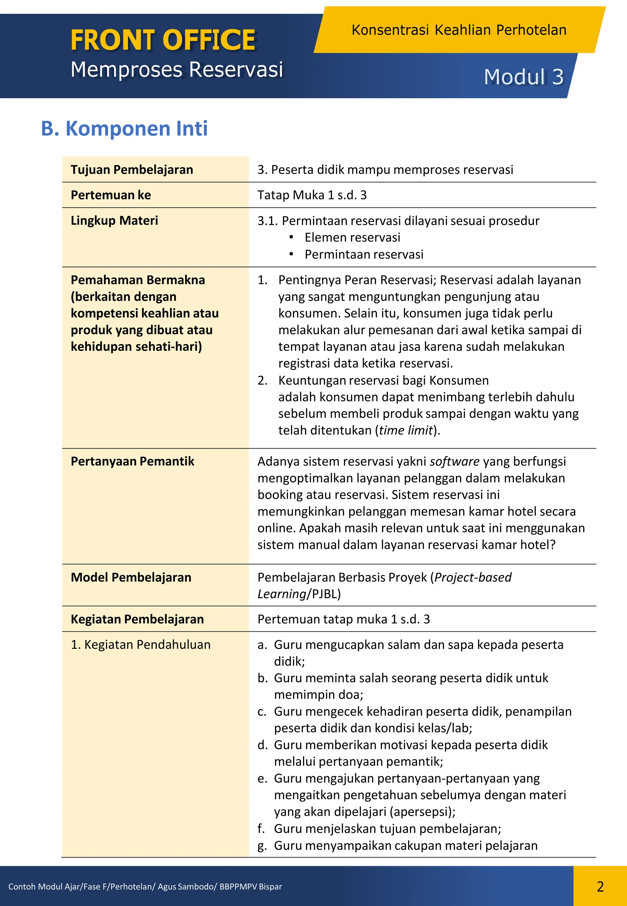 CONTOH MODUL AJAR Food and Beverage Service kelsa XI | DOCX