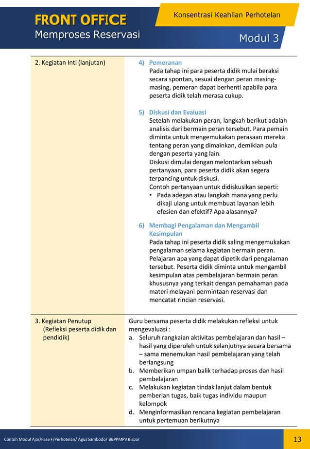 CONTOH MODUL AJAR Food and Beverage Service kelsa XI | DOCX