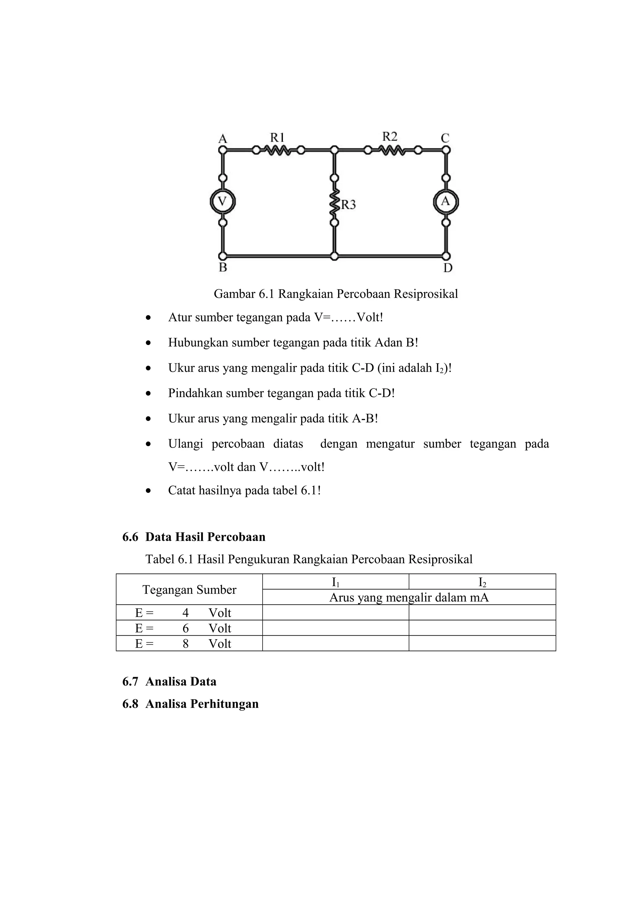 Contoh modul rangkaian listrik dan percobaannya dalam laboratorium | DOC