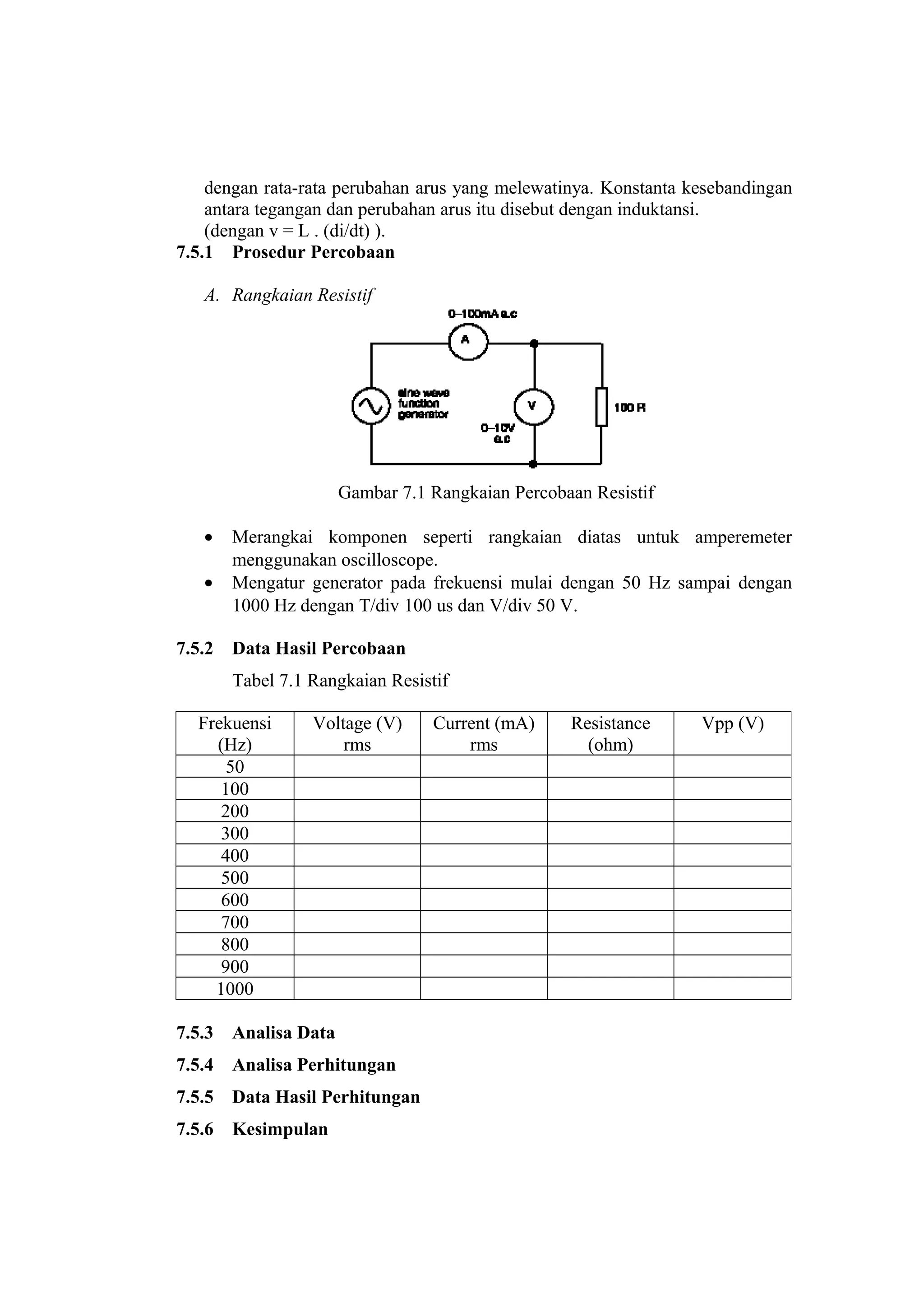 Contoh modul rangkaian listrik dan percobaannya dalam laboratorium | DOC