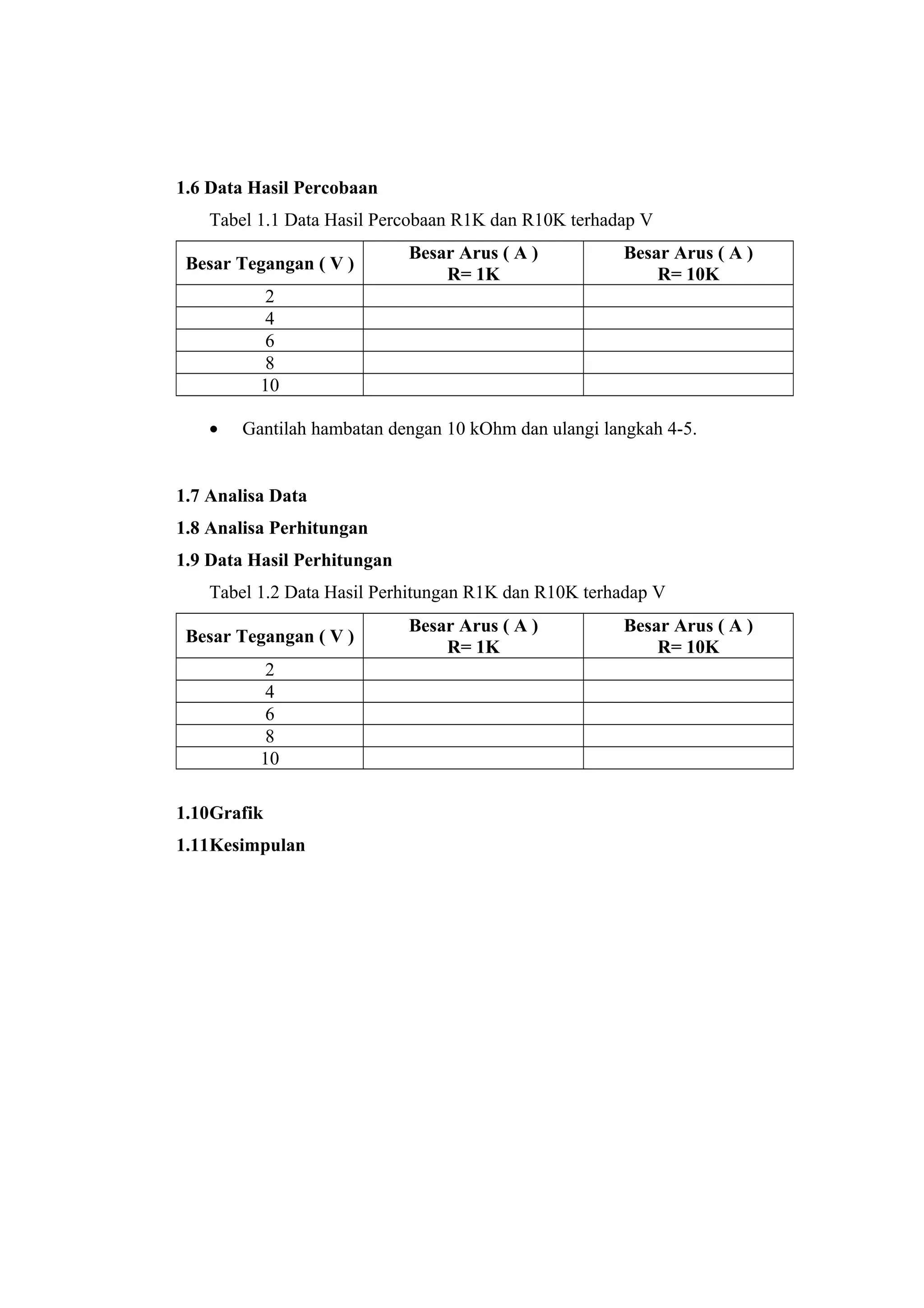 Contoh modul rangkaian listrik dan percobaannya dalam laboratorium | DOC