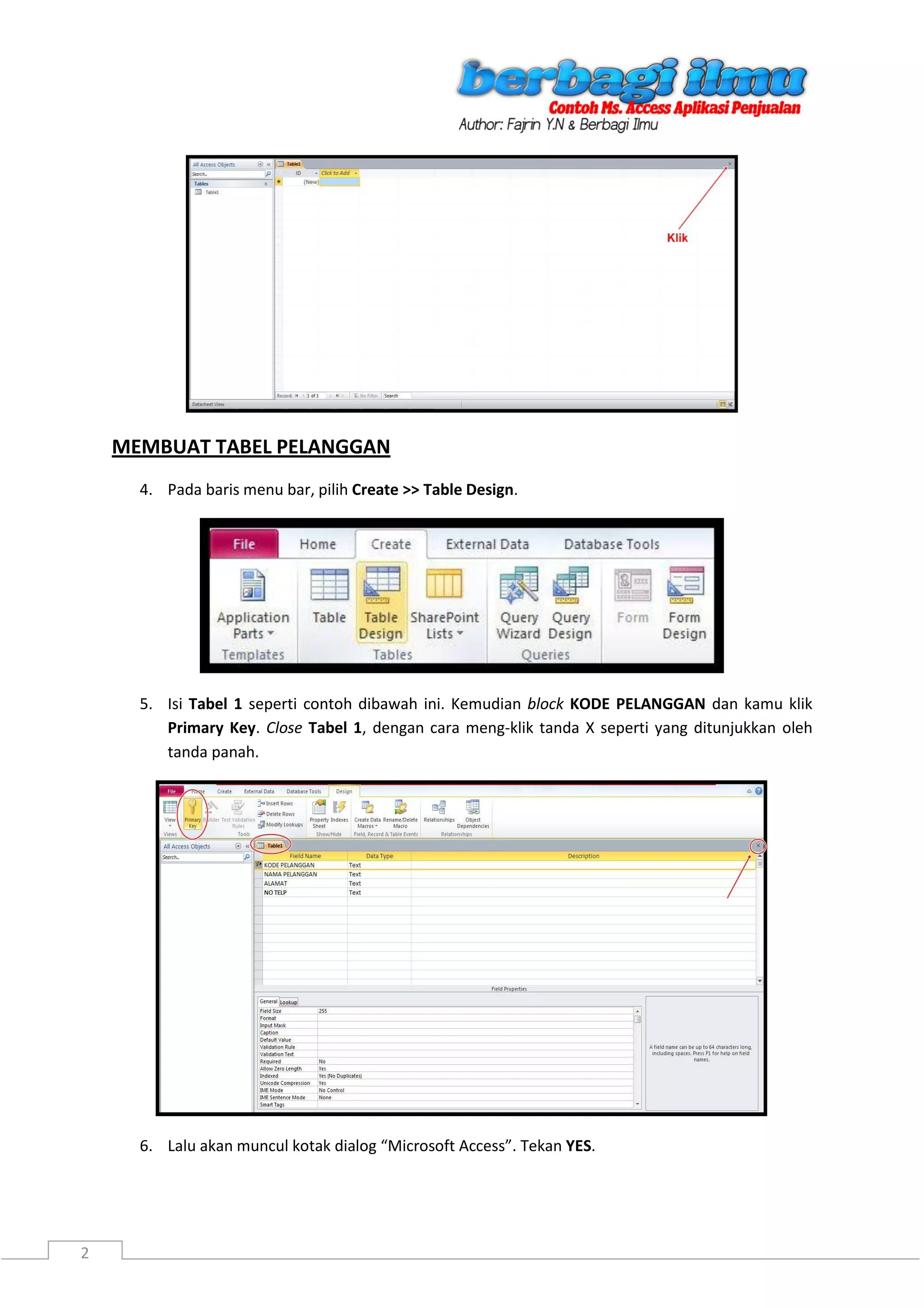 Contoh ms. access aplikasi penjualan | PDF