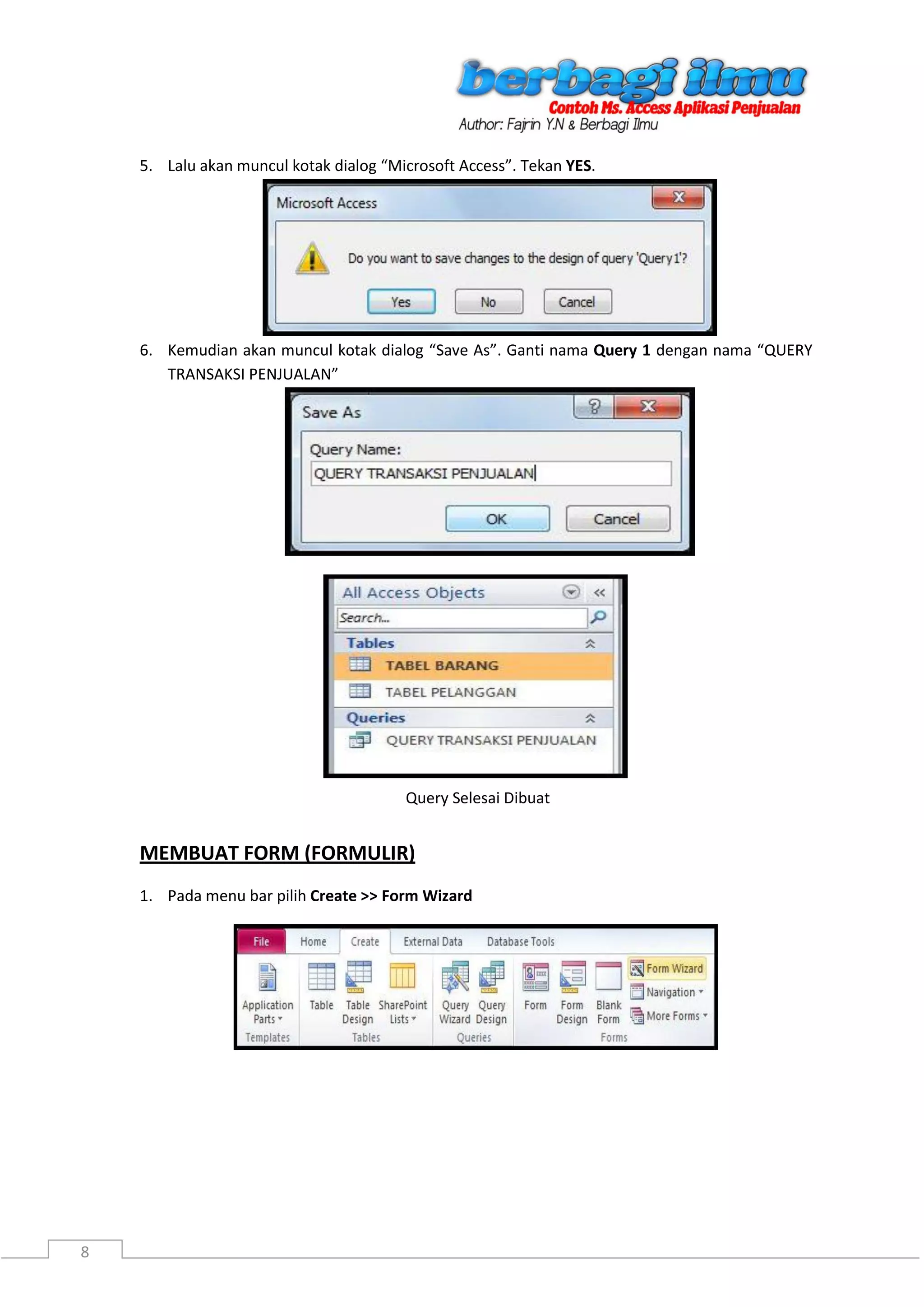 Contoh ms. access aplikasi penjualan | PDF