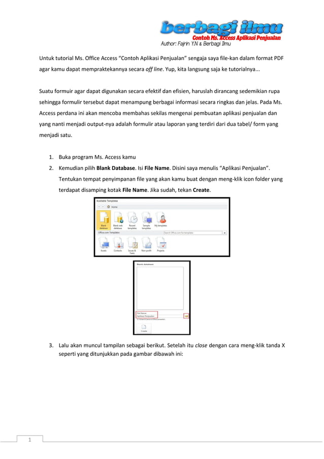 Contoh ms. access aplikasi penjualan | PDF