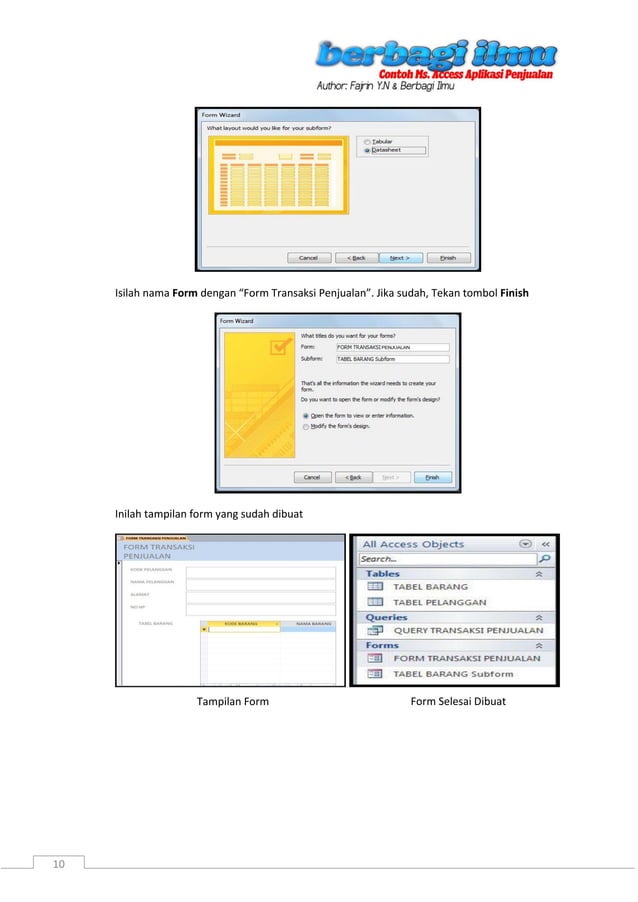 Contoh ms. access aplikasi penjualan | PDF