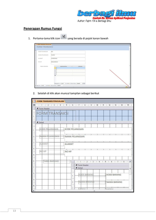 Contoh ms. access aplikasi penjualan | PDF