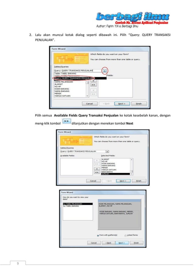 Contoh ms. access aplikasi penjualan | PDF