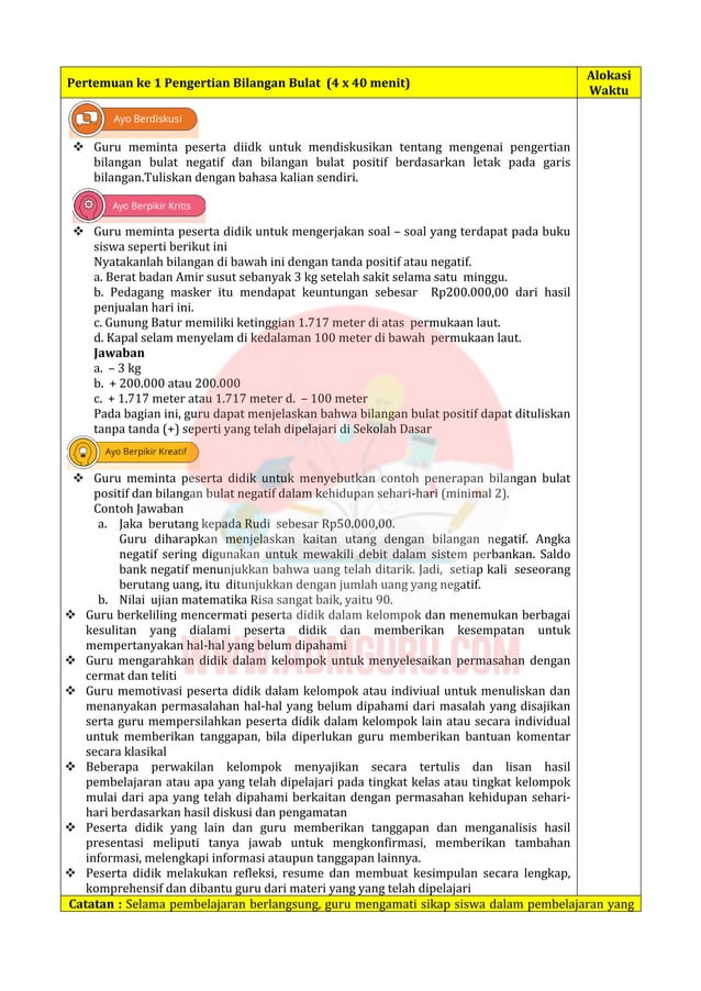 Modul Ajar Matematika Kelas 7 Revisi 2024 | PDF