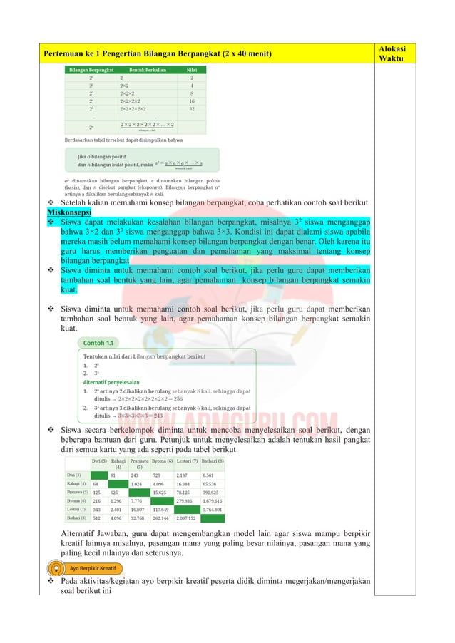 Modul Ajar Matematika Kelas 8 Revisi 2024 | PDF