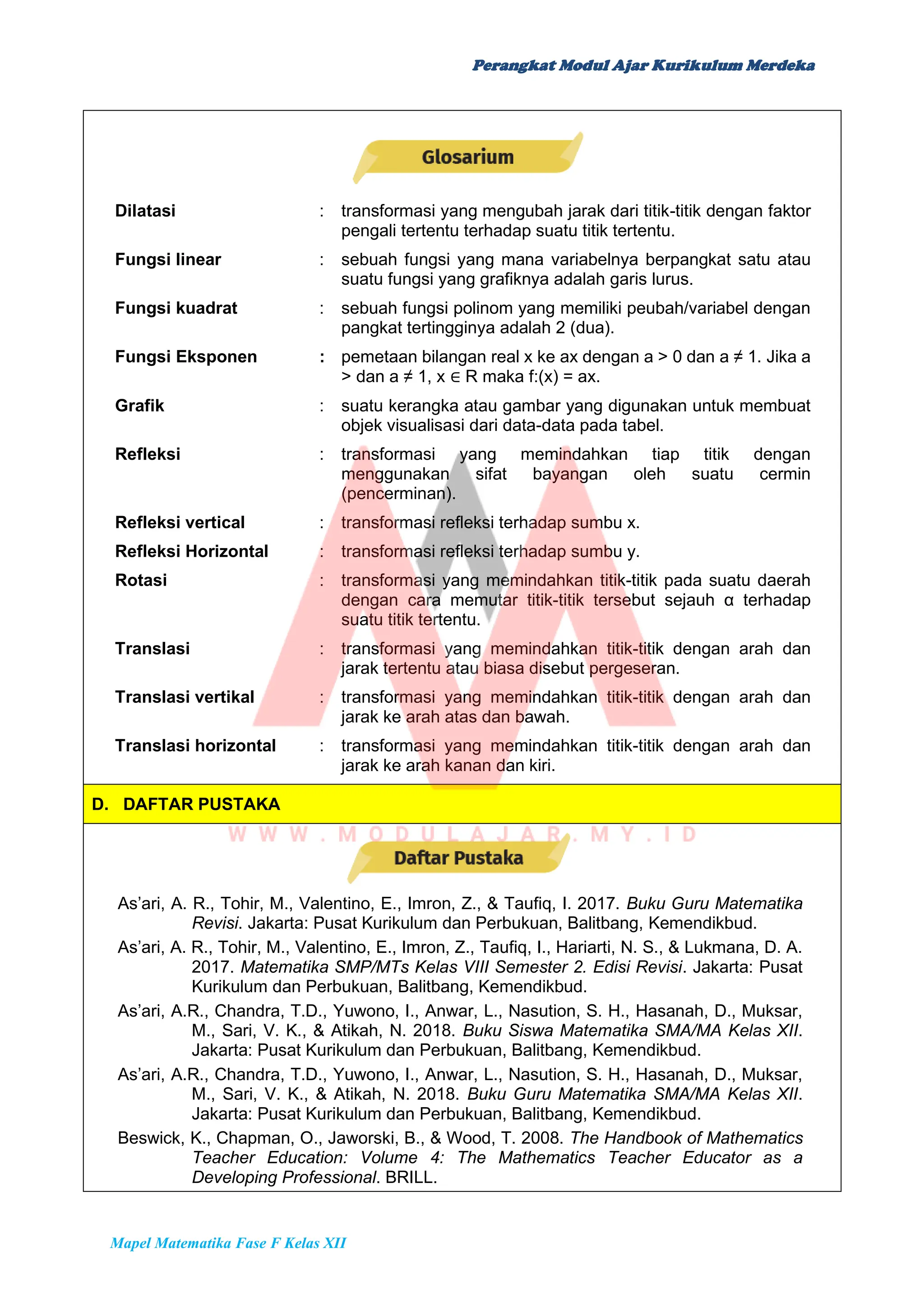 Modul Ajar Matematika Kelas 12 Kurikulum Merdeka | PDF