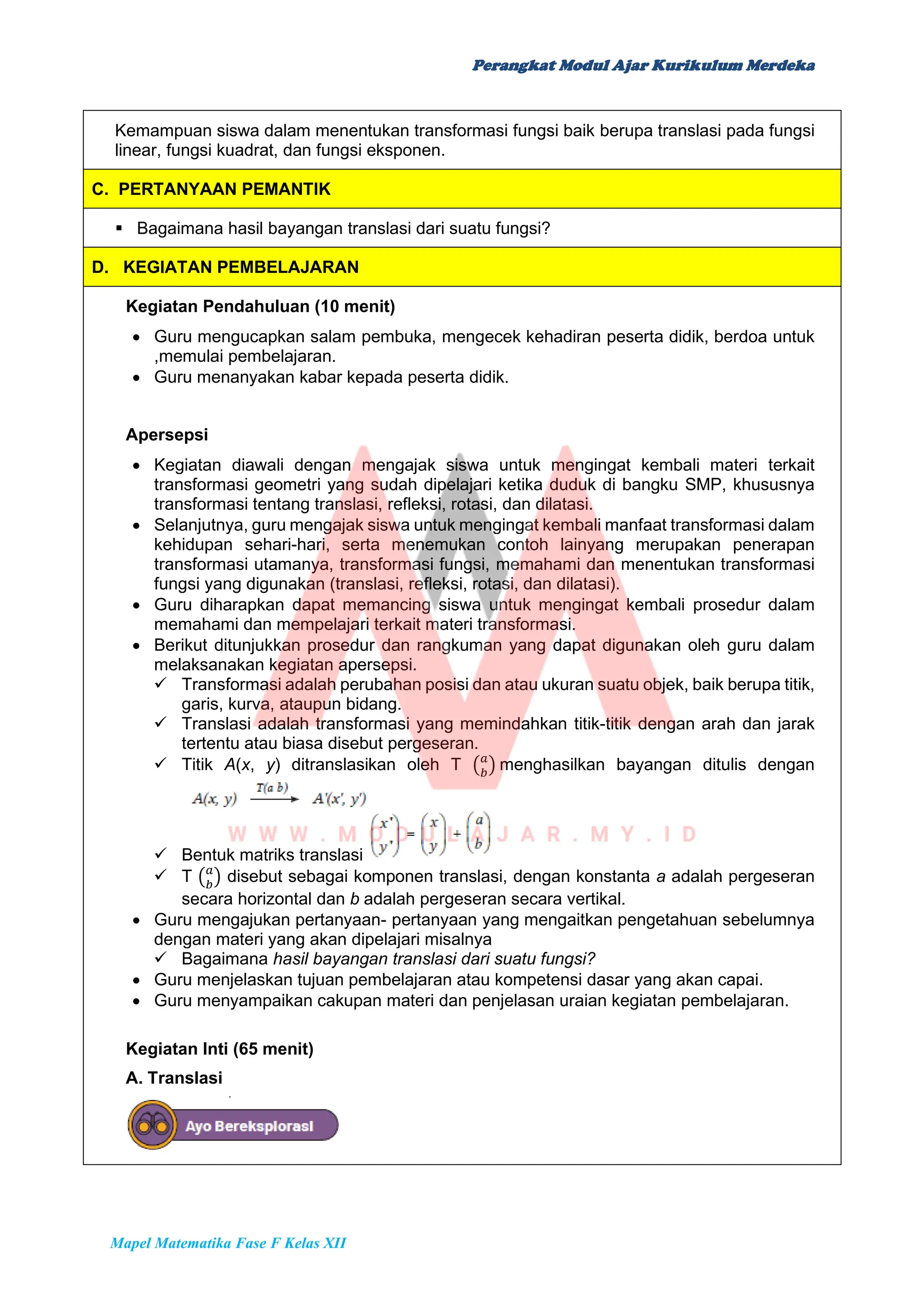 Modul Ajar Matematika Kelas 12 Kurikulum Merdeka | PDF