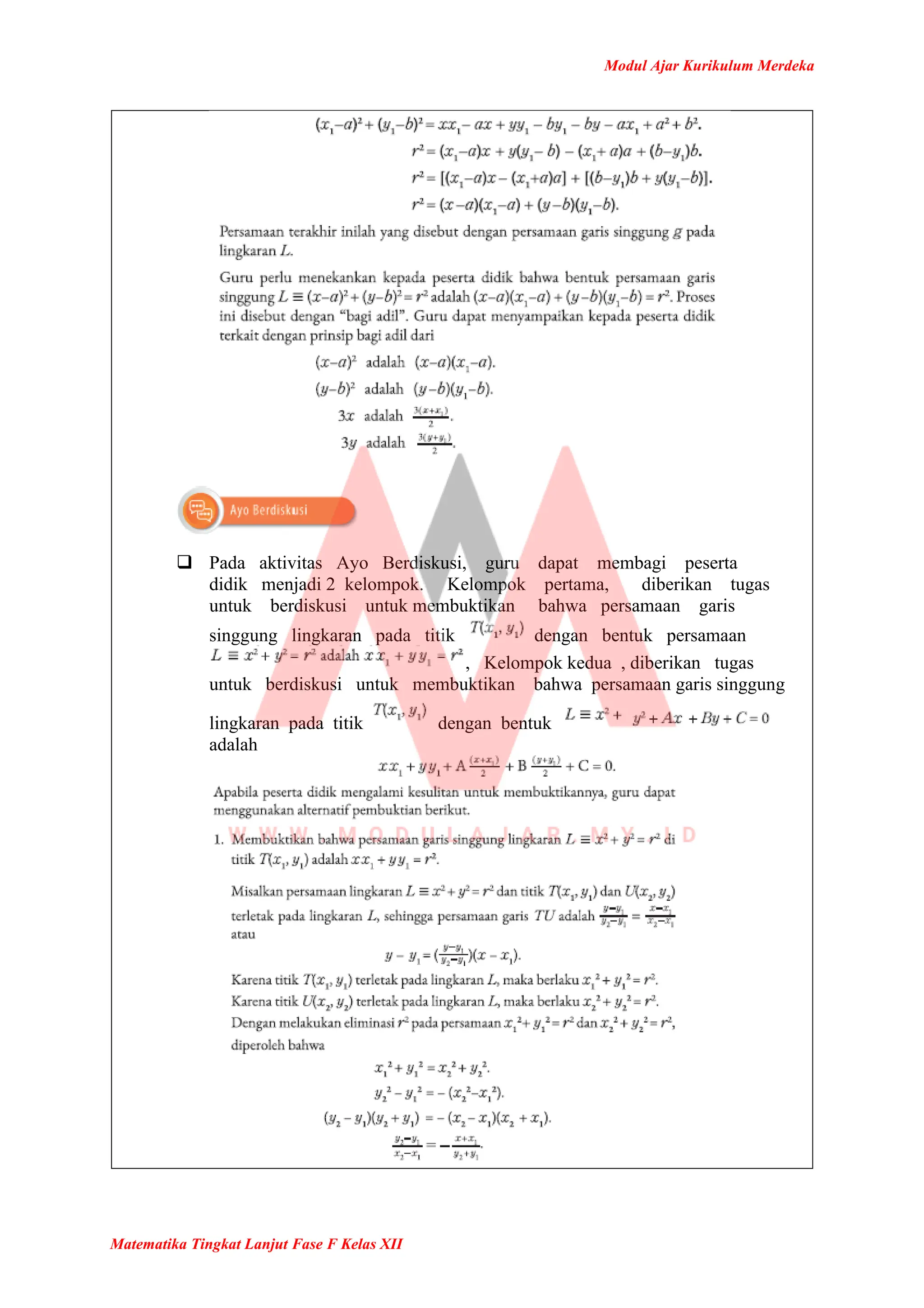 Modul Ajar Matematika TL Kelas 12 Kurikulum Merdeka | PDF
