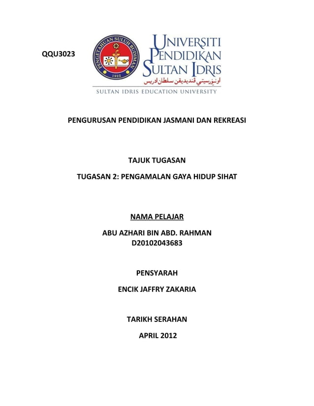 Contoh muka depan upsi | DOC