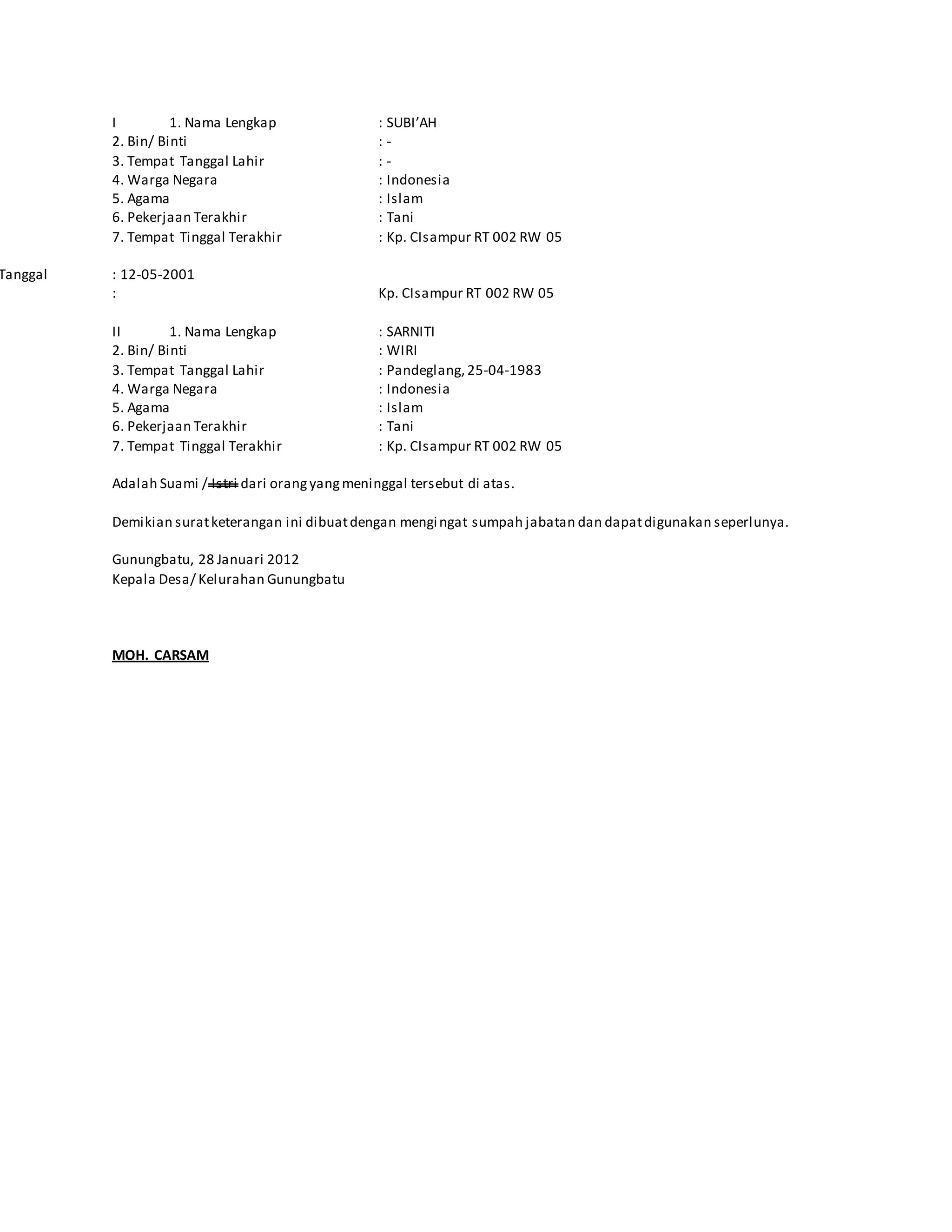 Contoh na pernikahan | DOCX