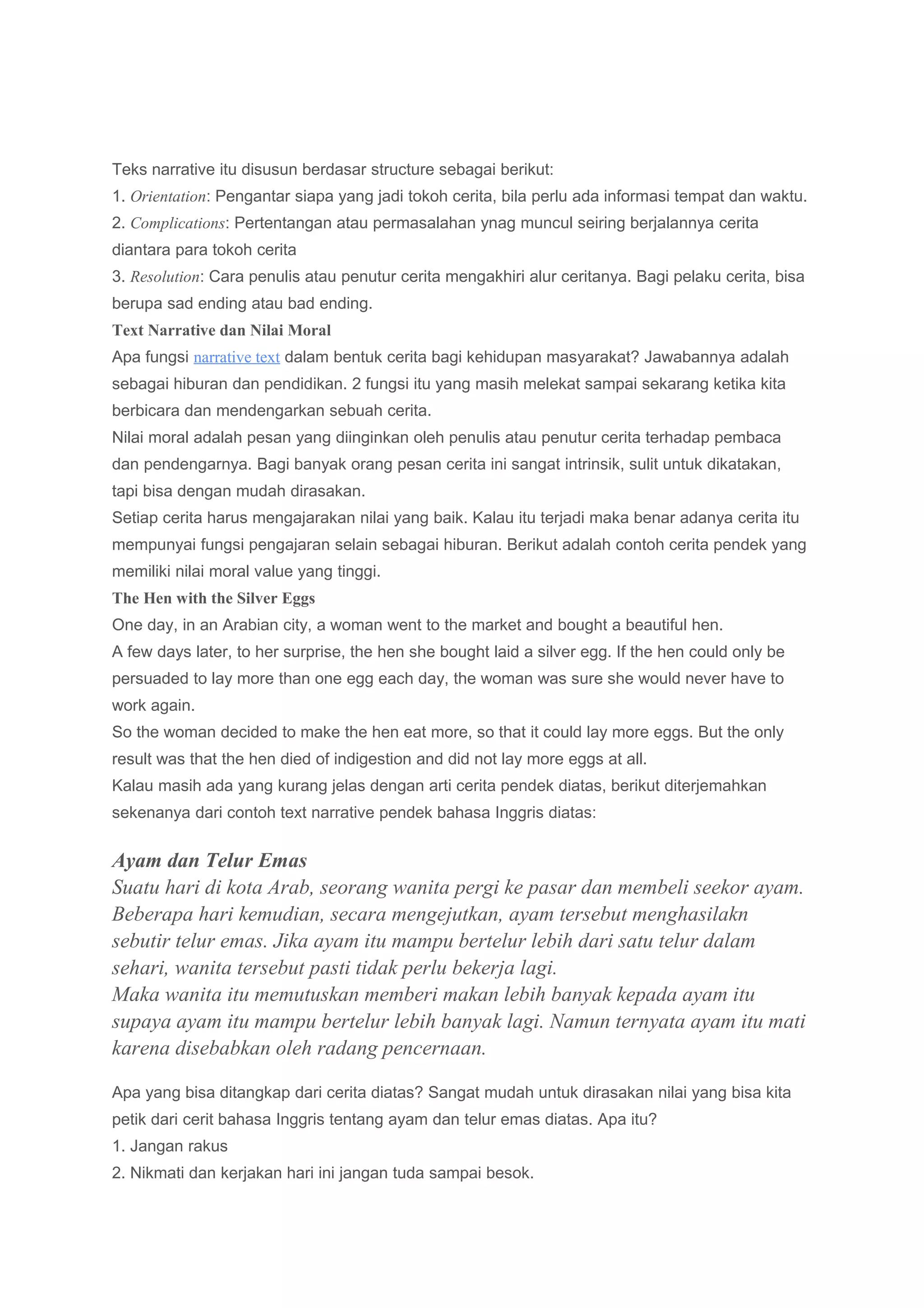 Contoh narrative text legenda | DOC