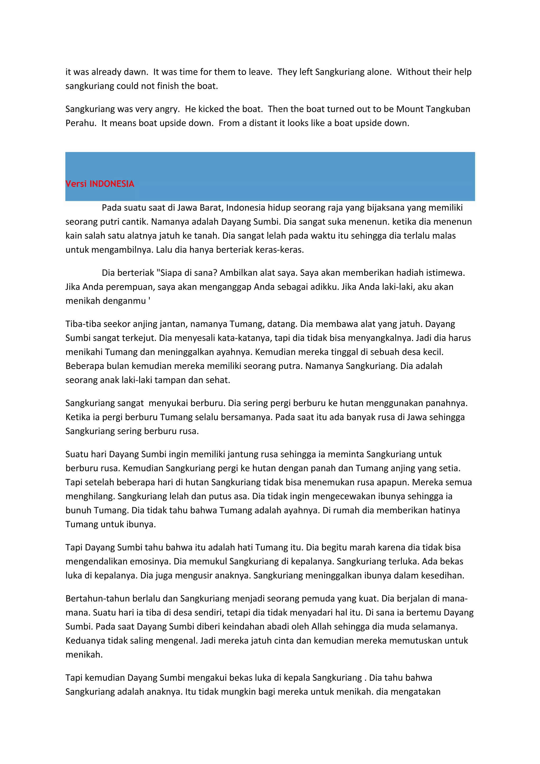 Contoh narrative text legenda | DOC