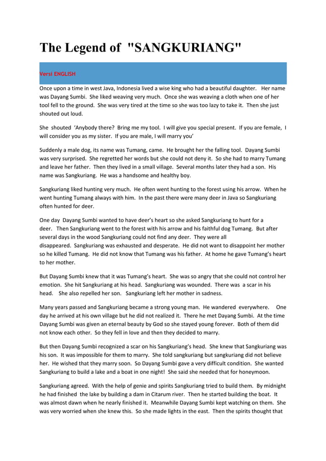 Contoh narrative text legenda | PDF