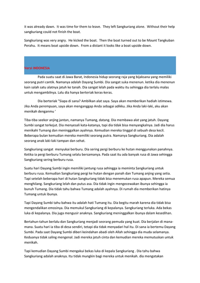 Contoh narrative text legenda | PDF