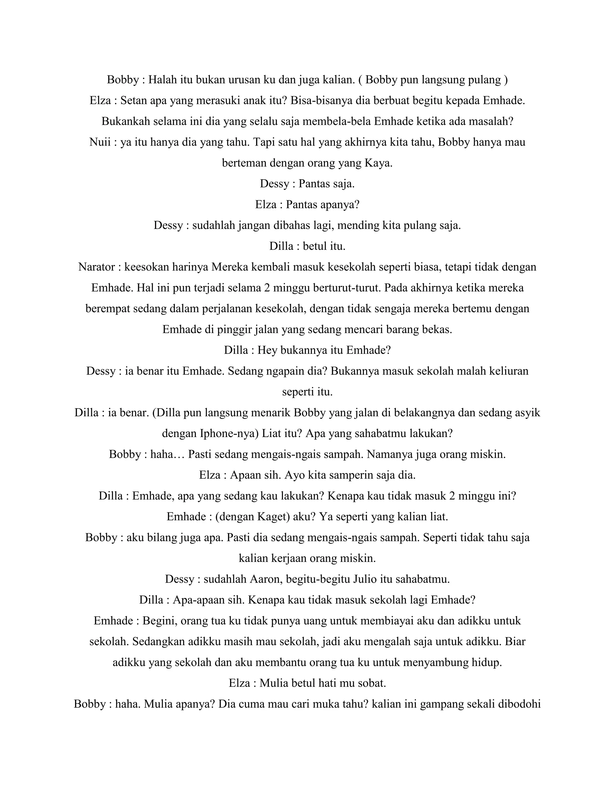 Contoh naskah drama 5 orang | DOCX