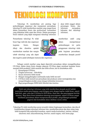 Contoh naskah kolom koran | PDF