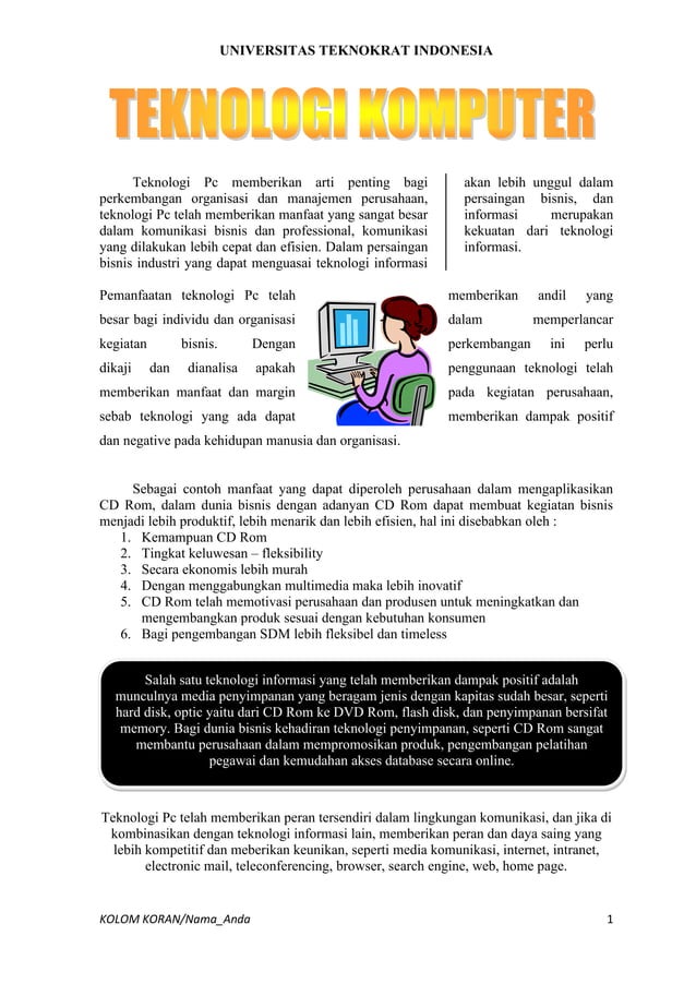 Contoh naskah kolom koran | PDF