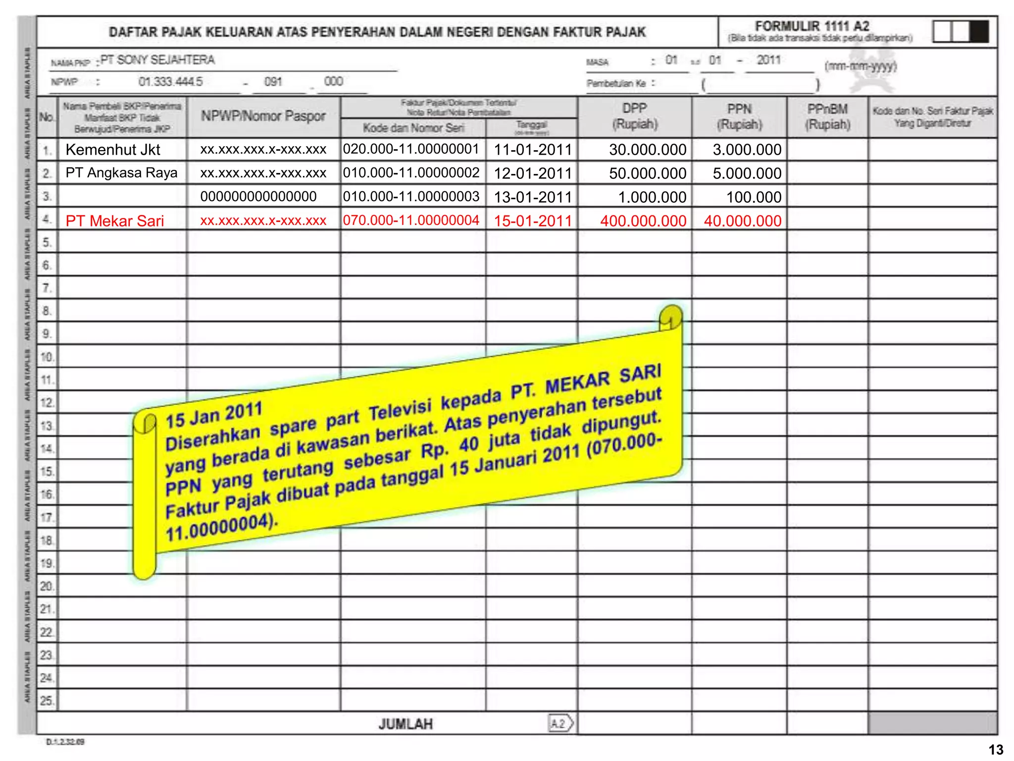 Contoh ngisi spt ppn 1111 | PPTX