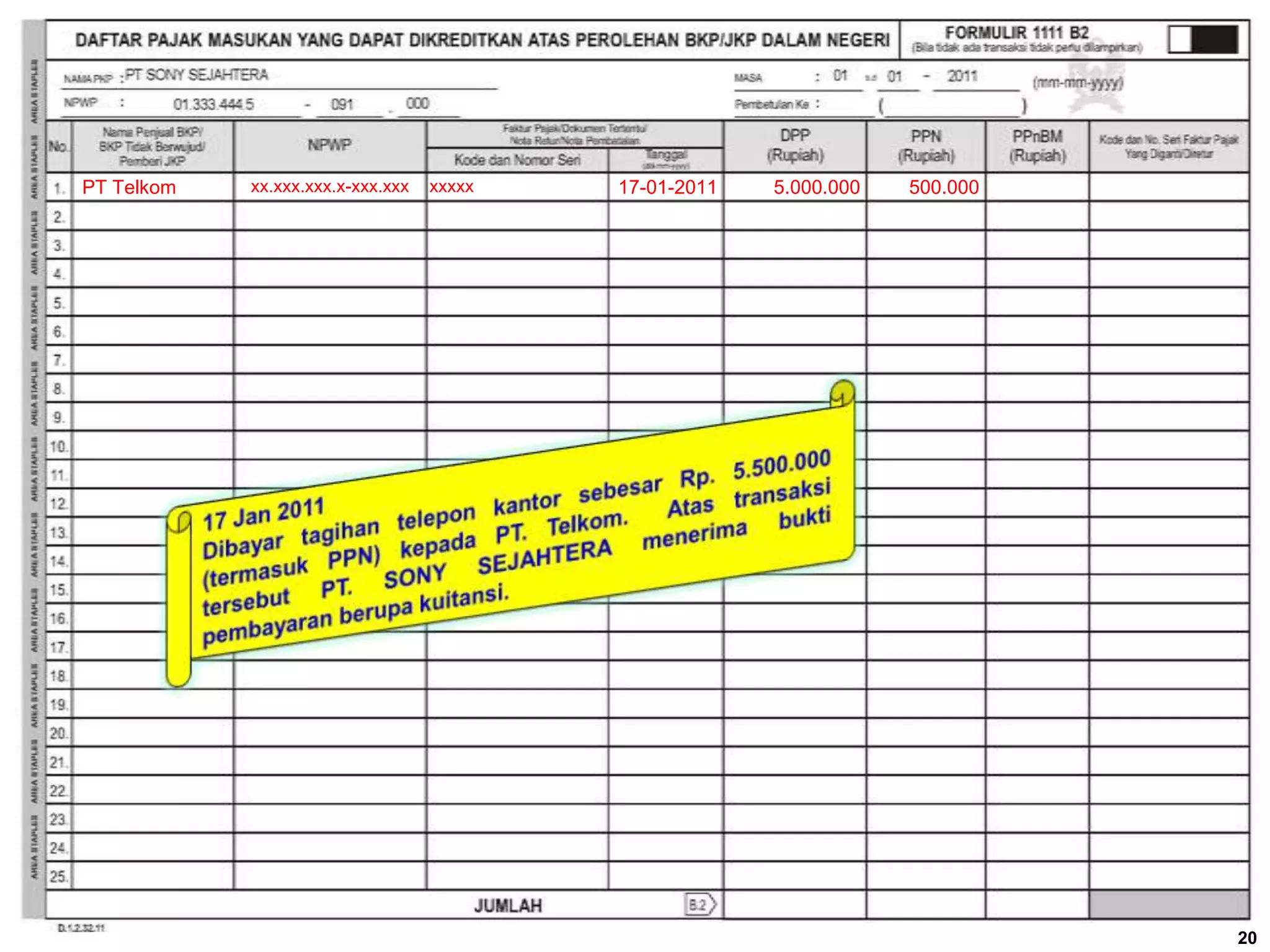 Contoh ngisi spt ppn 1111 | PPTX