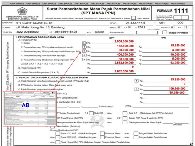 Contoh ngisi spt ppn 1111 | PPTX