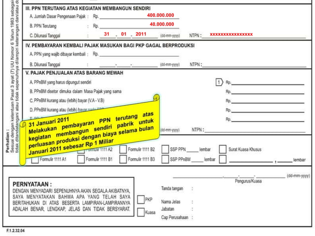 Contoh ngisi spt ppn 1111 | PPTX